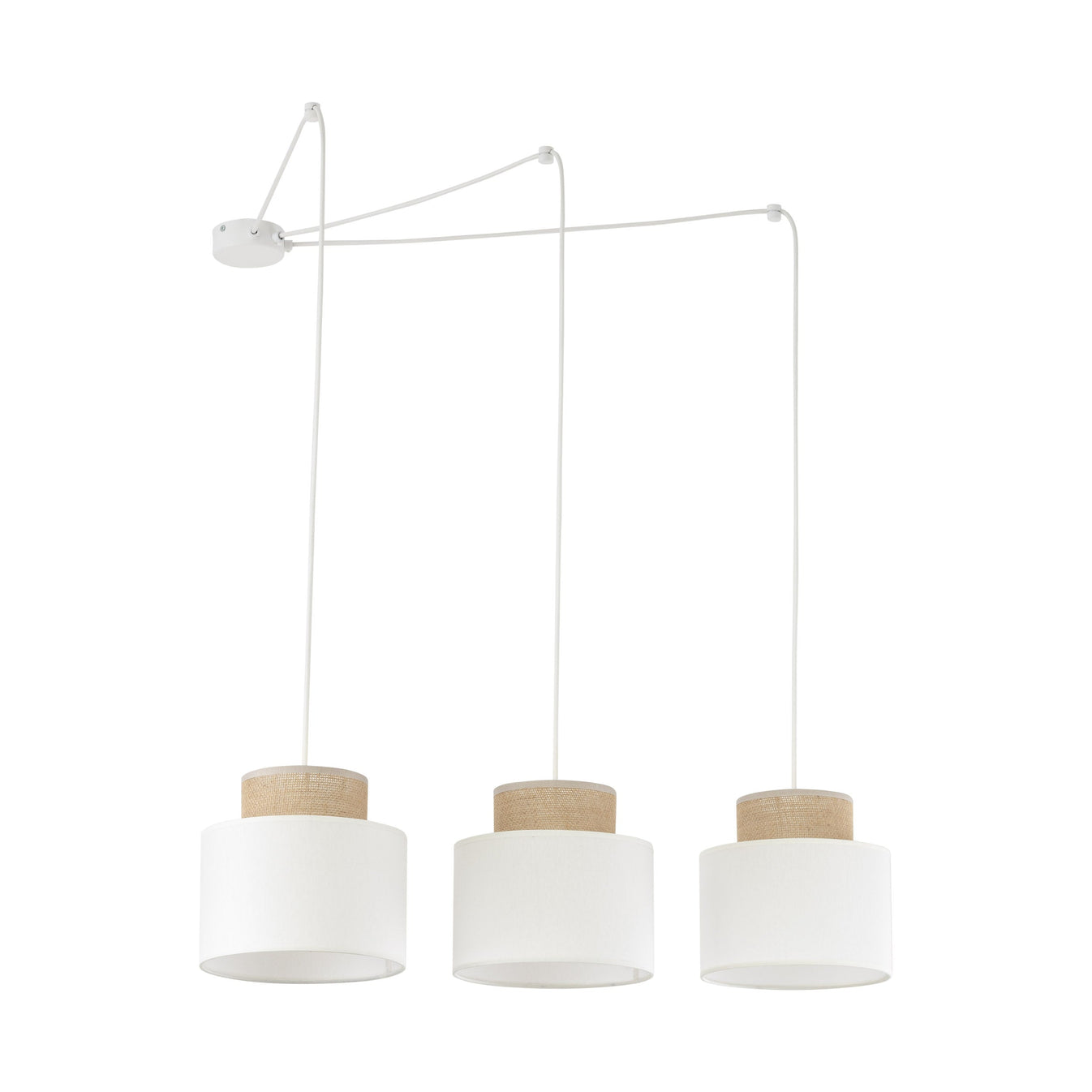 DUO White Jute Natural Suspension Pendant Ceiling Light Fixture for Ki ...