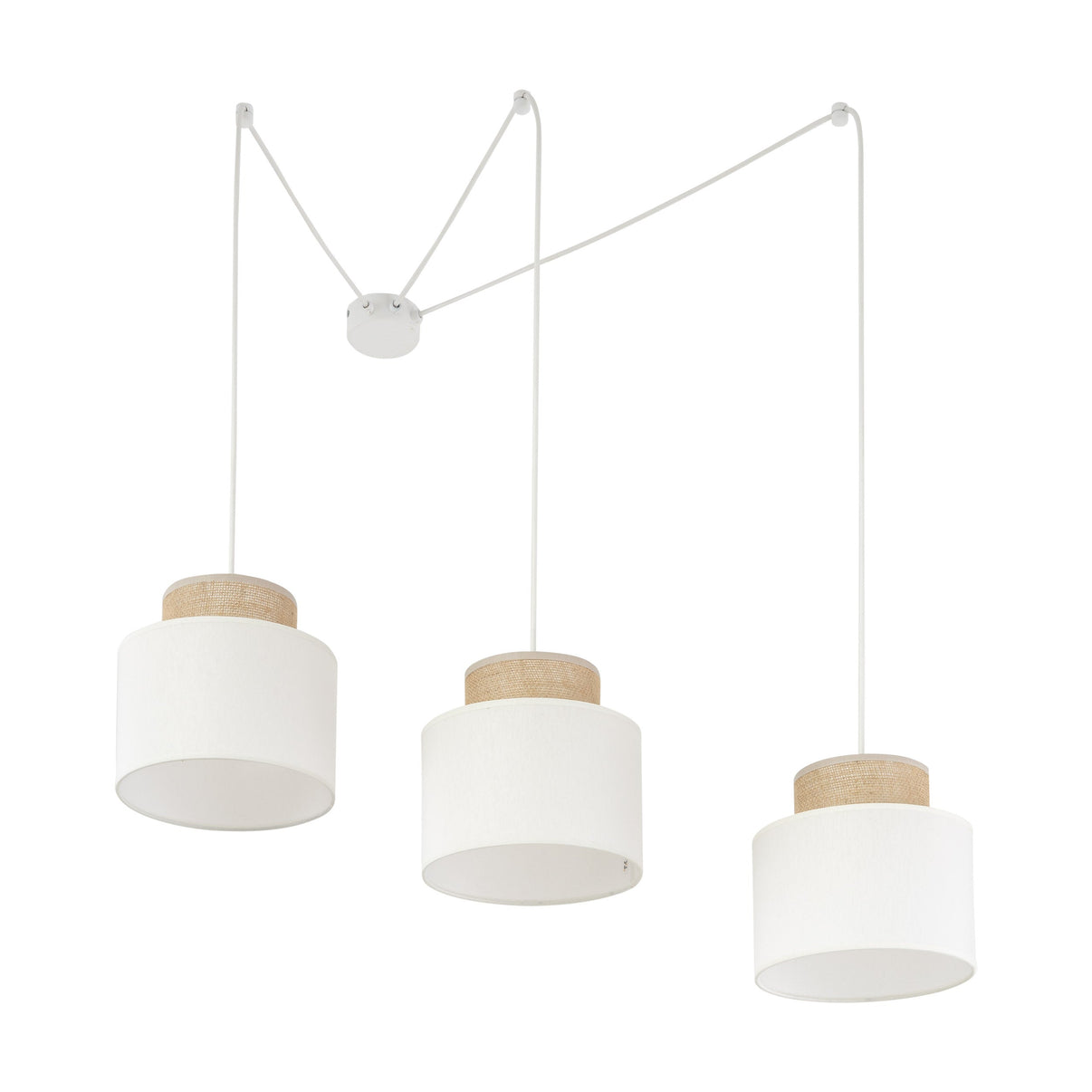 DUO White Jute Natural Suspension Pendant Ceiling Light Fixture for Ki ...